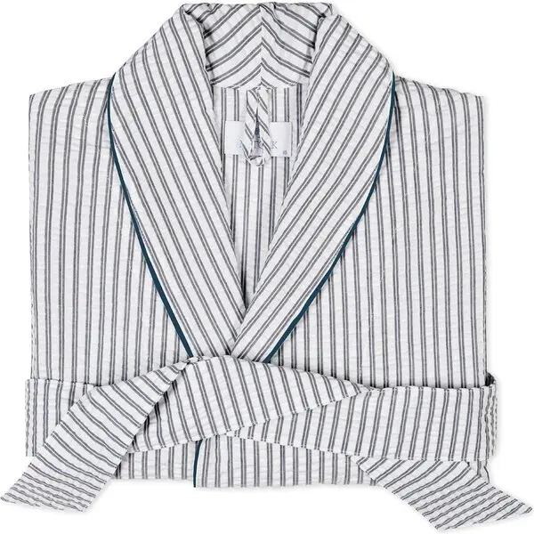 MATOUK Matteo Stripe Robe - Deep Navy