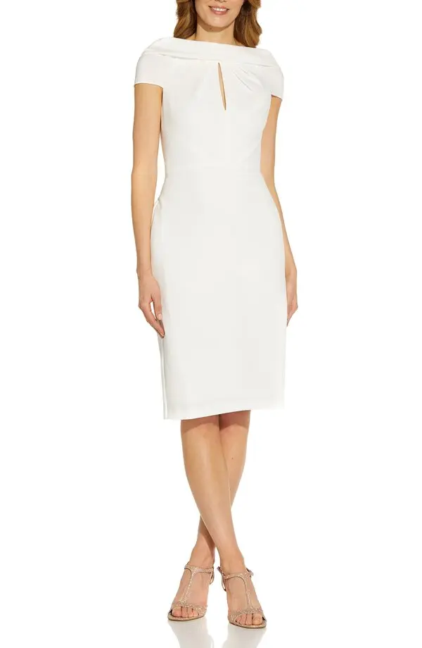 Adrianna Papell Crepe Tie Back Sheath Dress - Ivory | Editorialist
