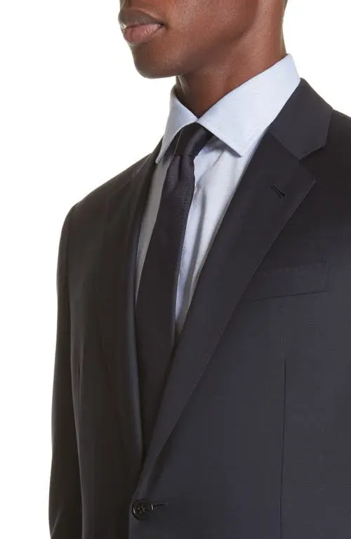 Emporio Armani Trim Fit Solid Wool Suit - Solid Blue Navy