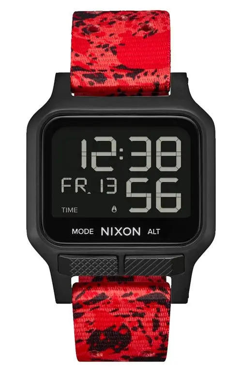 Nixon Heat Digital Strap Watch - Black/red