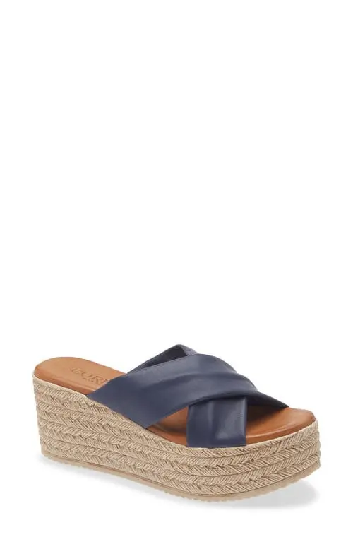 Cordani Bella Espadrille Wedge Sandal - Navy Leather