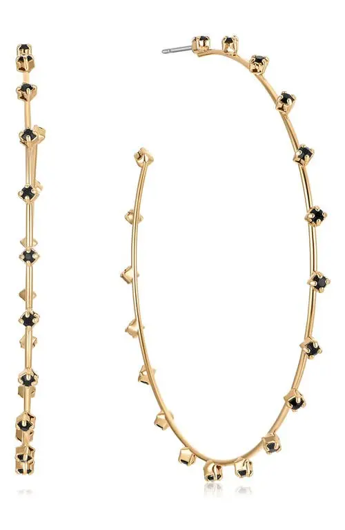 Ettika Large Crystal Hoop Earrings - Black