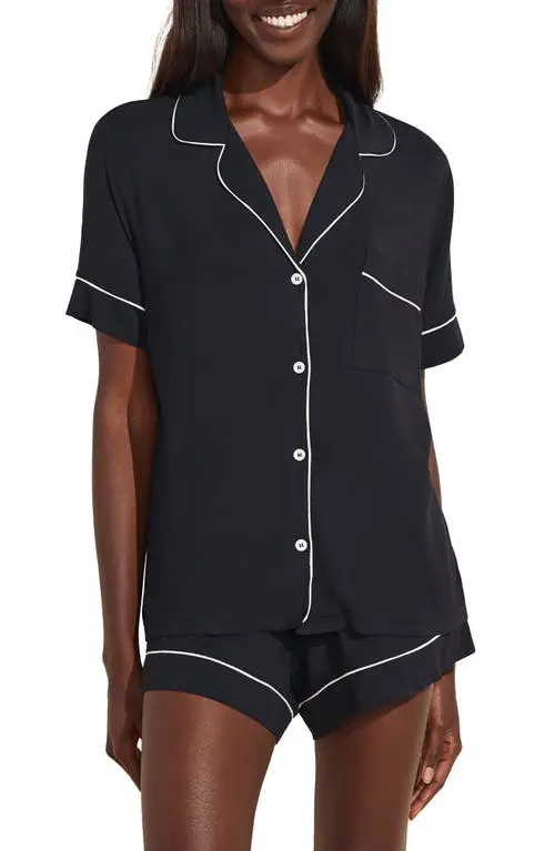 Eberjey Gisele Relaxed Short Pajamas - Black/ Sorbet Pink