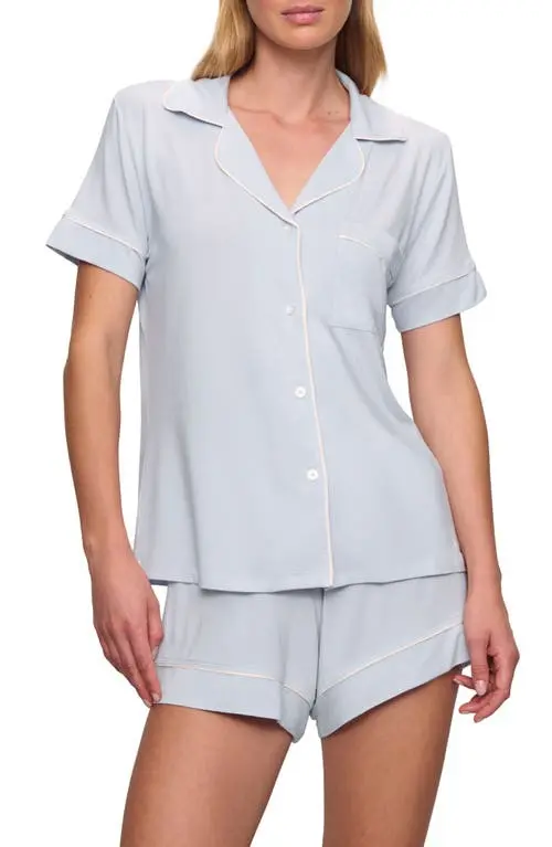 Eberjey Gisele Relaxed Short Pajamas - Ice Blue/ Ivory