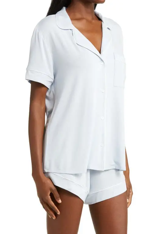 Eberjey Gisele Relaxed Short Pajamas - Ice Blue/ Ivory