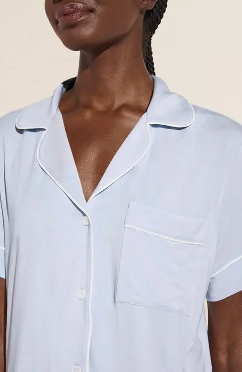 Eberjey Gisele Relaxed Short Pajamas - Ice Blue/ Ivory