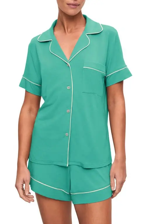 Eberjey Gisele Relaxed Short Pajamas - Oasis Green/ White