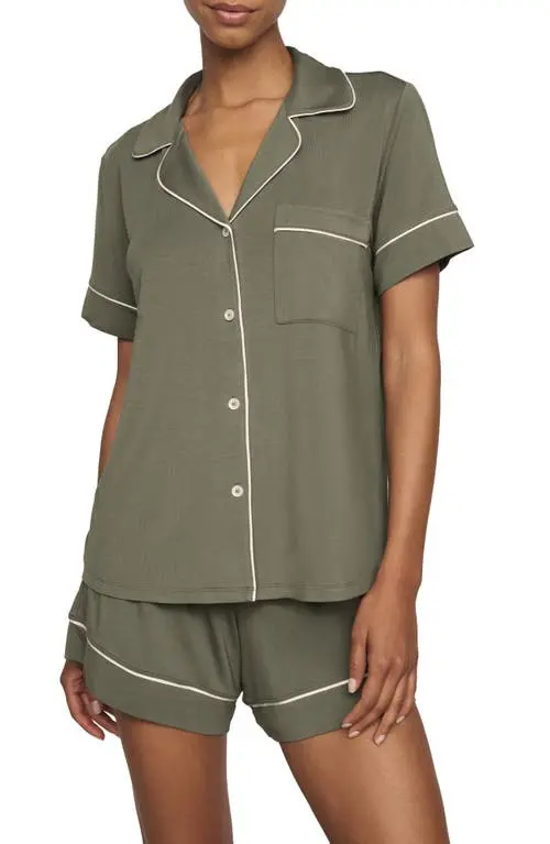Eberjey Gisele Relaxed Short Pajamas - Smokey Olive/ivory