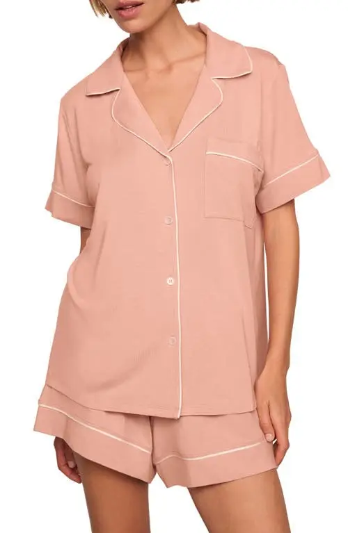 Eberjey Gisele Relaxed Short Pajamas - Velvet Pink/ivory