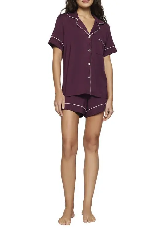 Eberjey Gisele Relaxed Short Pajama Set - Wildberry/ivory