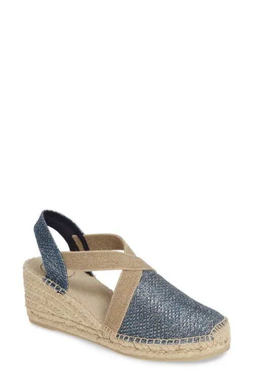 TONI PONS Triton Espadrille Wedge - Navy Fabric