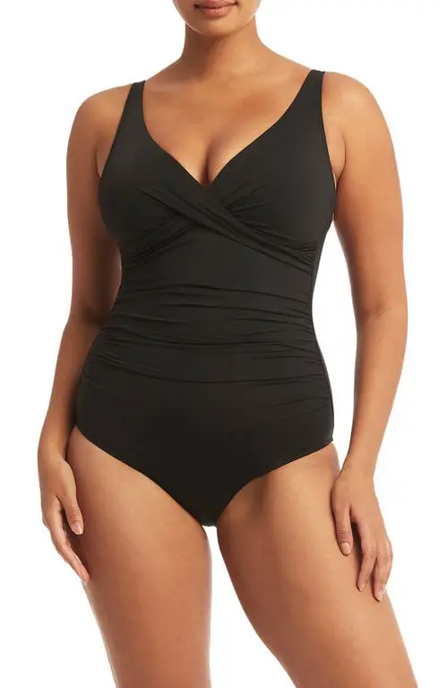 SEA LEVEL Cross Front One-piece Swimsuit - Black