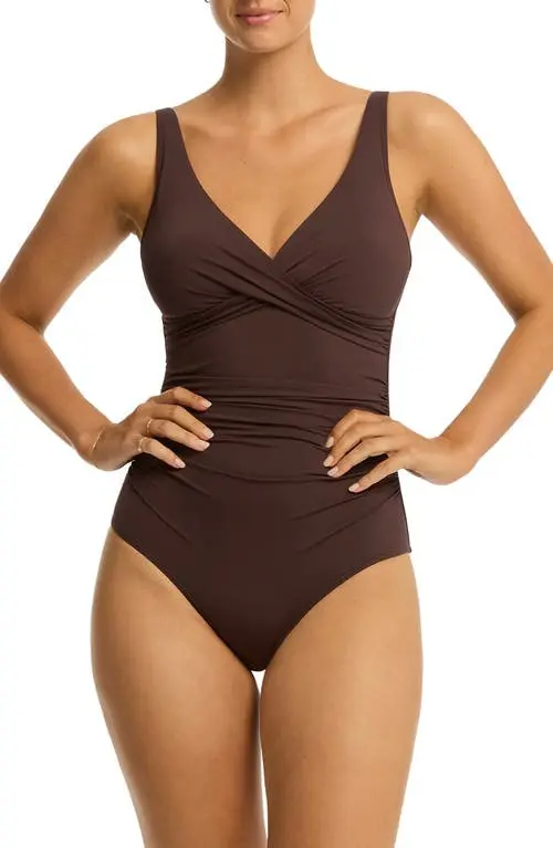 SEA LEVEL Cross Front One-piece Swimsuit - Cocoa