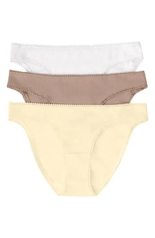 ON GOSSAMER 3-pack Cotton Hip Bikinis - Bc/chp/wht