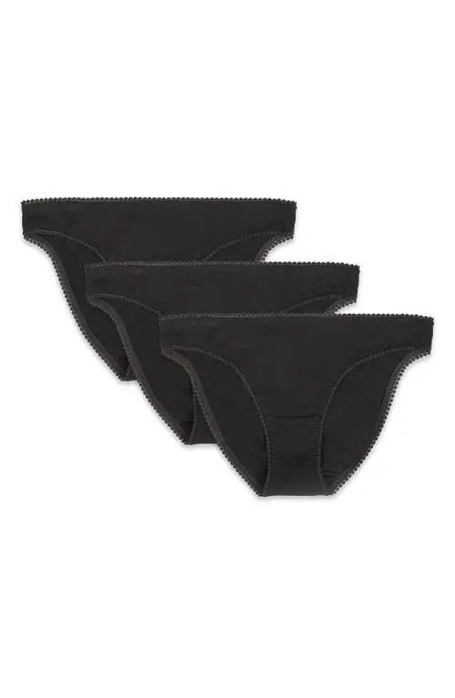 ON GOSSAMER 3-pack Cotton Hip Bikinis - Black