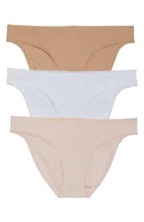 ON GOSSAMER 3-pack Cotton Hip Bikinis - Champagne/blush/white