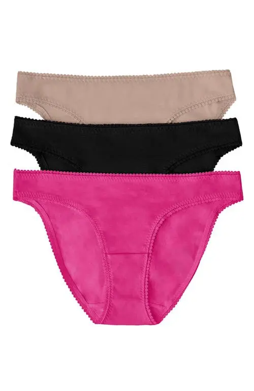 ON GOSSAMER 3-pack Cotton Hip Bikinis - Rv/blk/chp