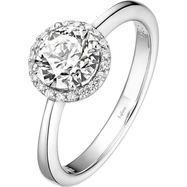 Lafonn Birthstone Halo Ring - April Diamond/silver