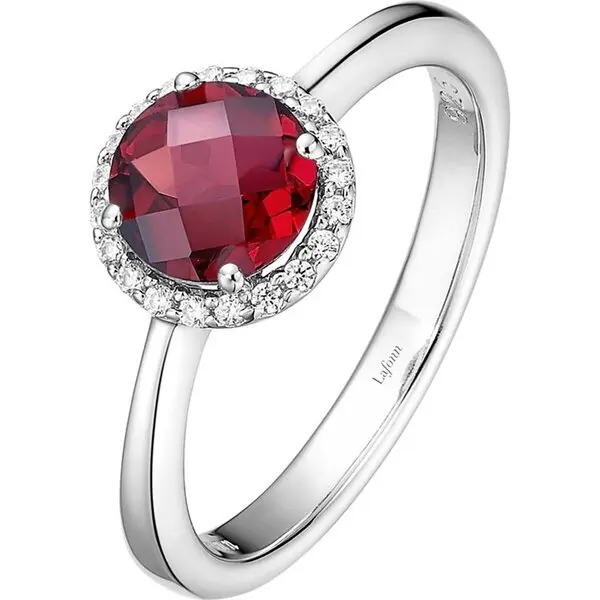 Lafonn Birthstone Halo Ring - January Garnet/silver