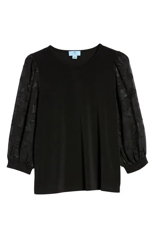 CECE DUPRAZ Lace Sleeve Crepe Blouse