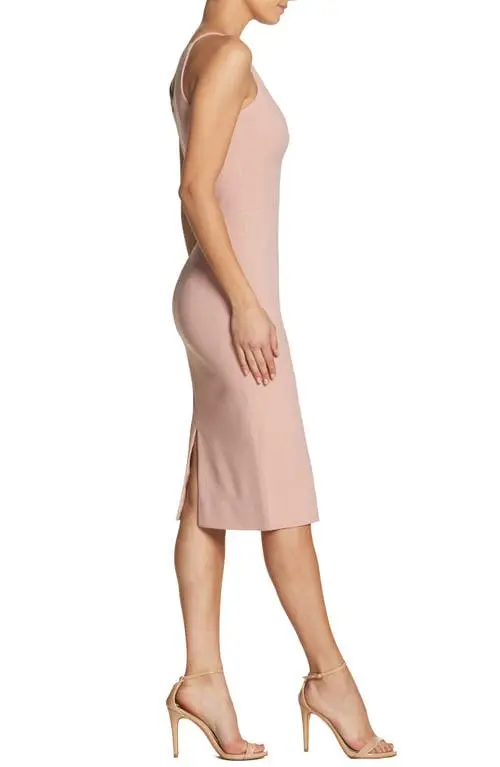 open lace back dress Dress the Population Women's Lyla Plunging Sleeveless Fitted Midi Sheath Dress  Dress, Black, XXS at Amazon Women's Clothing store main image 1