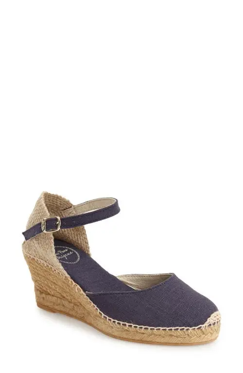 TONI PONS Caldes Linen Wedge Sandal - Navy Linen