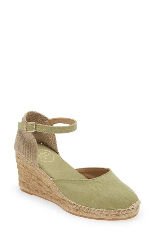 TONI PONS Caldes Linen Wedge Sandal - Oliva/olive