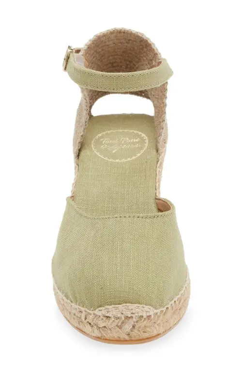 TONI PONS Caldes Linen Wedge Sandal - Oliva/olive