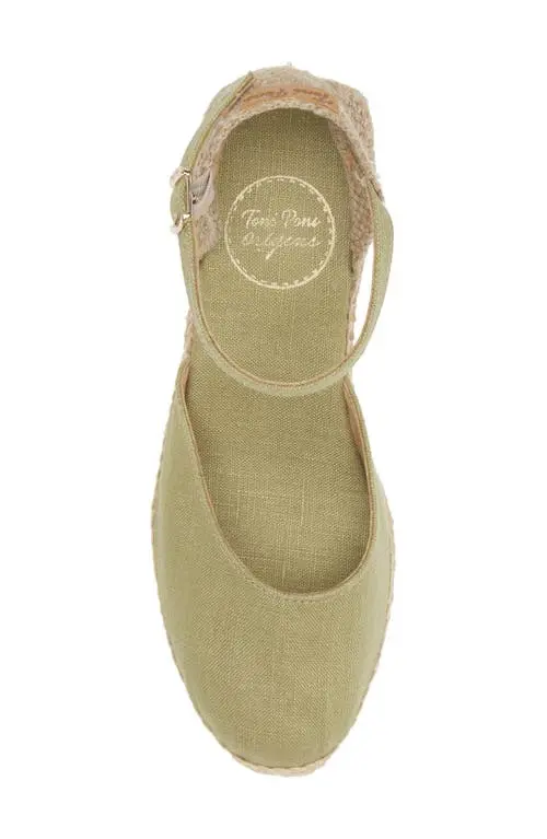 TONI PONS Caldes Linen Wedge Sandal - Oliva/olive