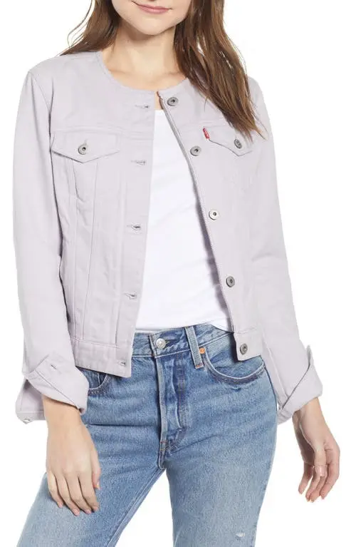 LEVI'S Collarless Denim Trucker Jacket - Lavender Thistle
