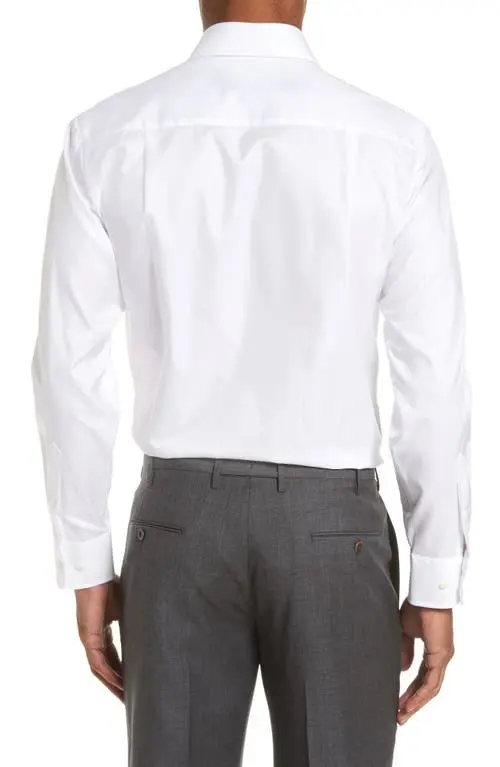 David Donahue Trim Fit Superfine Twill Dress Shirt - White