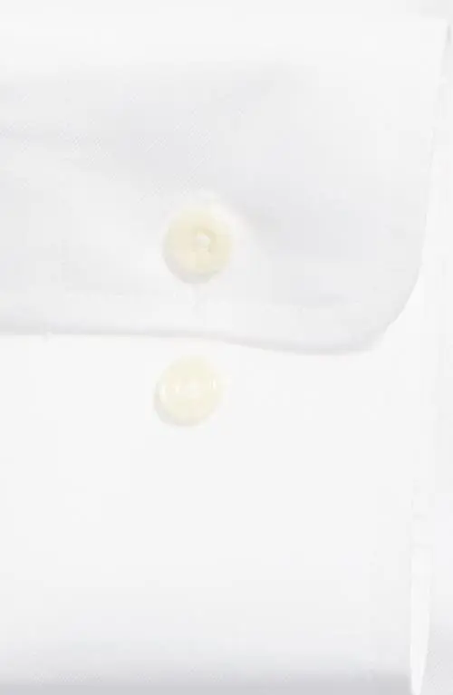 David Donahue Trim Fit Superfine Twill Dress Shirt - White
