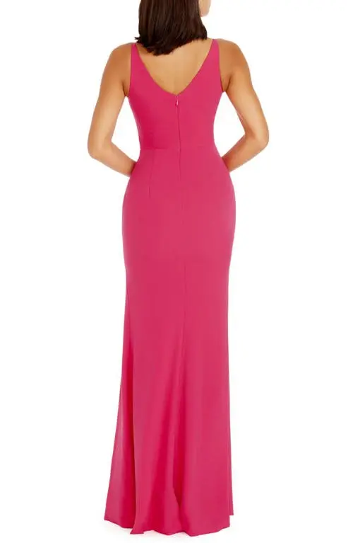 Dress The Population Jordan Ruched Side Slit Gown - Begonia