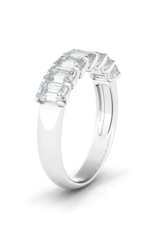 HAUTECARAT 18k Gold Eternity Ring With Lab-created Emerald Cut Diamonds - White Gold