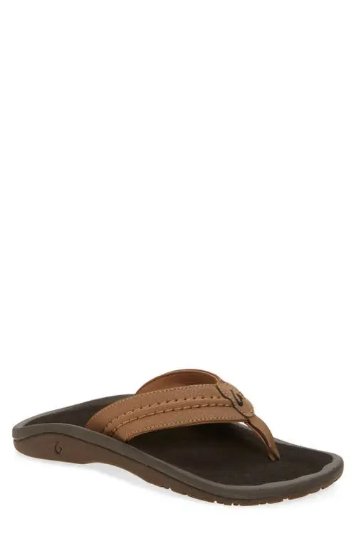 Olukai Hokua Flip Flop - Rock/black
