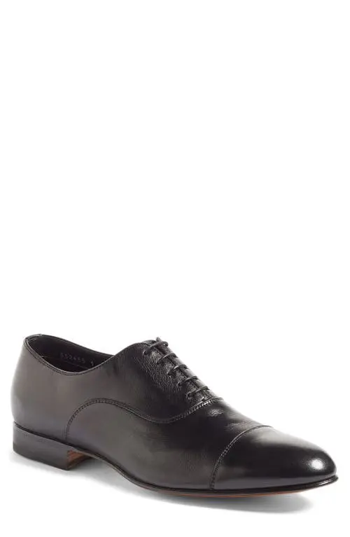 Santoni Darian Cap Toe Oxford - Black Smooth
