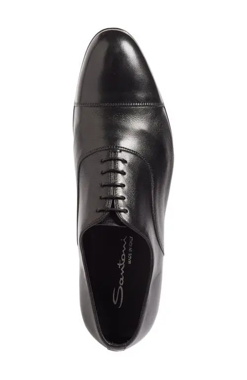 Santoni Darian Cap Toe Oxford - Black Smooth