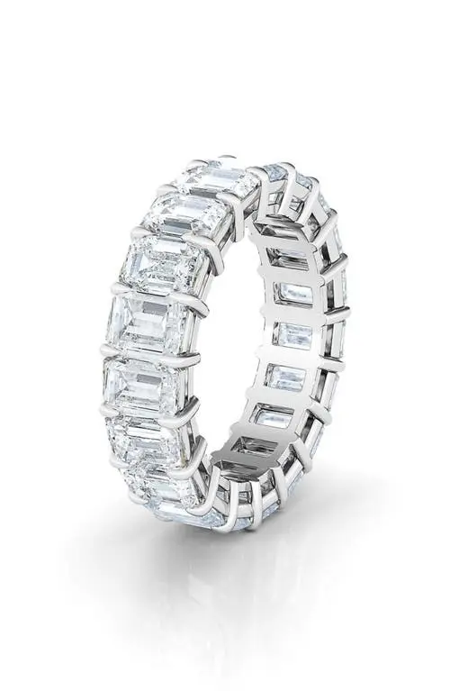 HAUTECARAT Emerald Cut Lab Created Diamond Eternity Band - White Gold