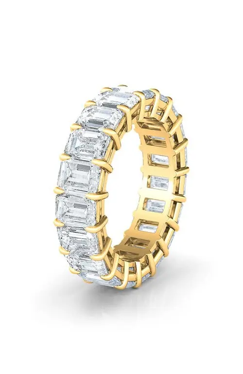 HAUTECARAT Emerald Cut Lab Created Diamond Eternity Band - Yellow Gold