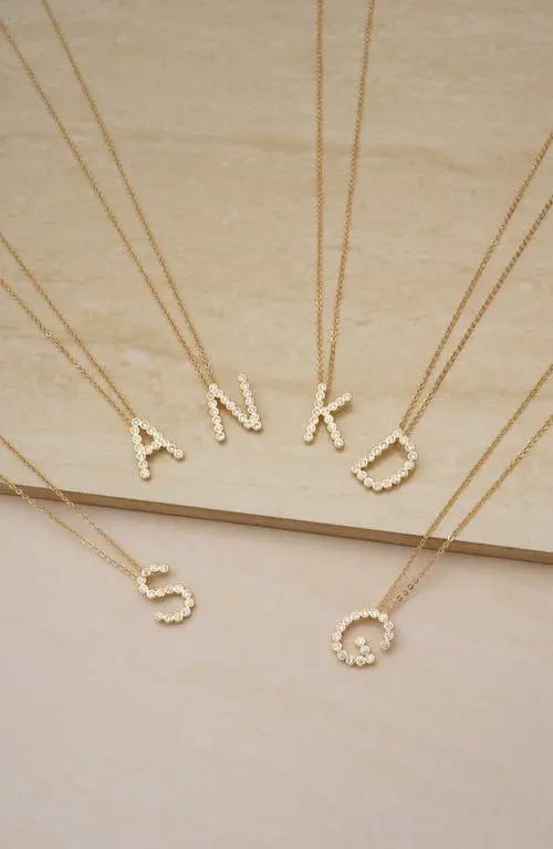 Ettika Crystal Initial Pendant Necklace - Gold- O