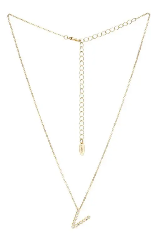 Ettika Crystal Initial Pendant Necklace - Gold- V