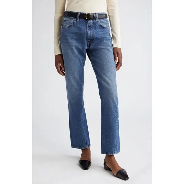 TOTEME Twisted Seam Crop Jeans - Washed Blue