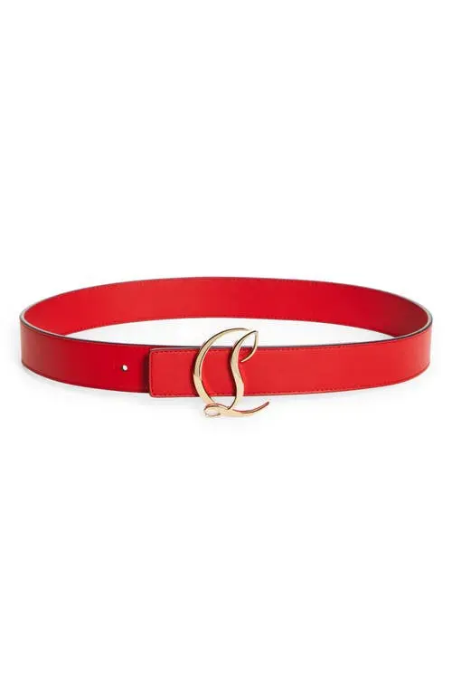 CHRISTIAN LOUBOUTIN Logo Buckle Leather Belt - R258 Loubi/ Gold