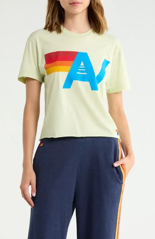 Aviator Nation Logo Boyfriend Tee - Lime Cream