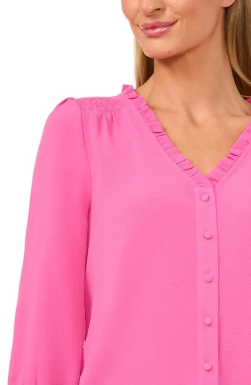 CECE DUPRAZ Ruffle V-neck Blouse - Freeisa Pink