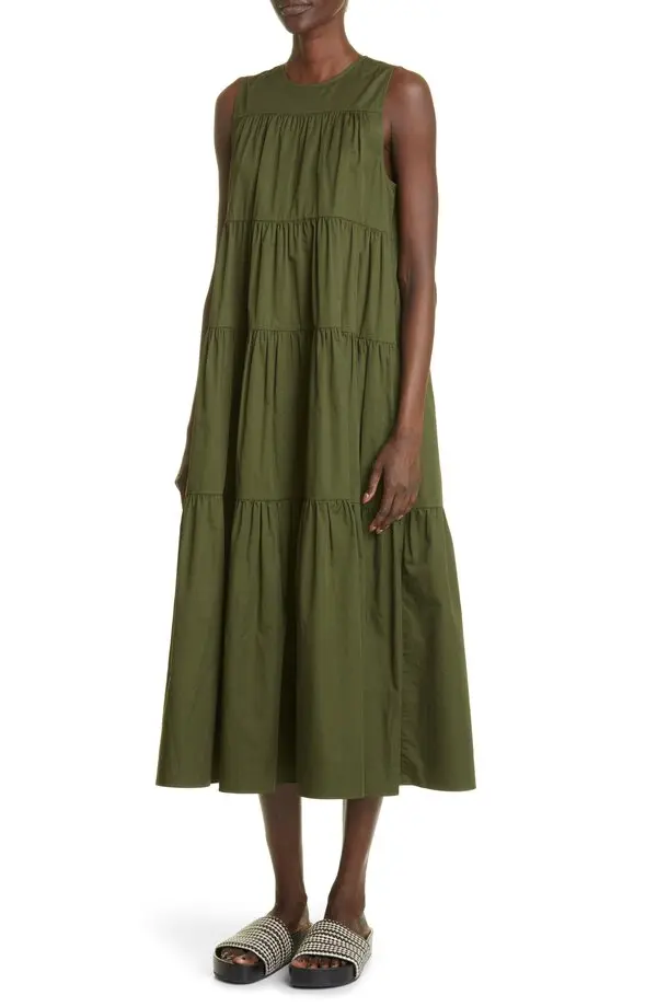 co tiered cotton midi dress Tiered cotton midi dress in orange - CO
