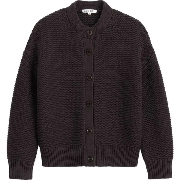 ALEX MILL Chunky Cotton Cardigan - Asphalt Grey