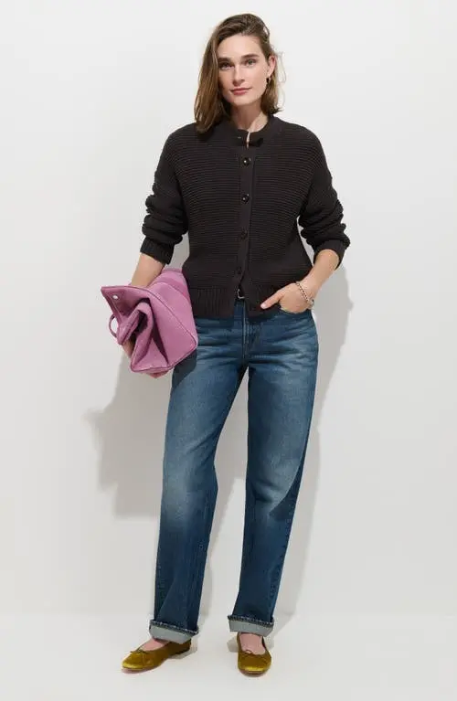 ALEX MILL Chunky Cotton Cardigan - Asphalt Grey