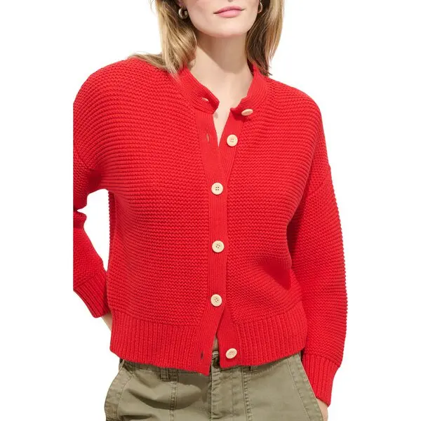 ALEX MILL Chunky Cotton Cardigan - Tomato