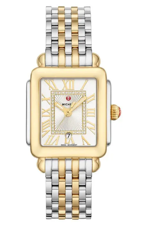 Michele Deco Madison Mid Diamond Dial Bracelet Watch - Gold/silver